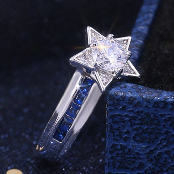 Jewelry | Elegant Blue Crystal Ring Lovely Cz Star Bague Ring Gpmb150 ...